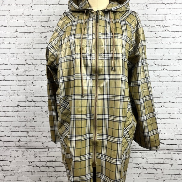 totes | Jackets & Coats | Vintage Green Plaid Raincoat With Hood ...
